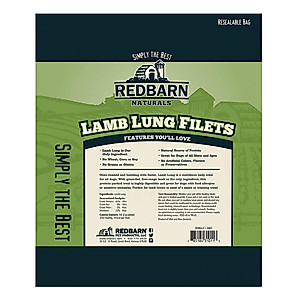 Redbarn All-Natural Lamb Lung Filets for Dogs - Premium Grain-Free Single Ingredient Dental Treats - Made in USA with No Artificial Ingredients - 10 oz Bag