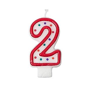 Jacent Polka Dot Number Birthday Candle Cake Topper - #2 Candle