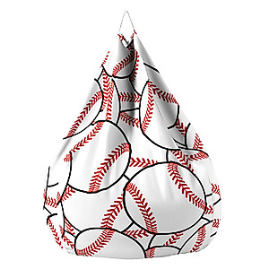 Lukery 3D Baseball Stuffed Animal Storage Bean Bag Chair Cover for Kids and Adults, Stuffable Beanbag (No Filler) Living Room Washable Bean Bag Lazy Sofa (XL/39.4x47.2'',White)