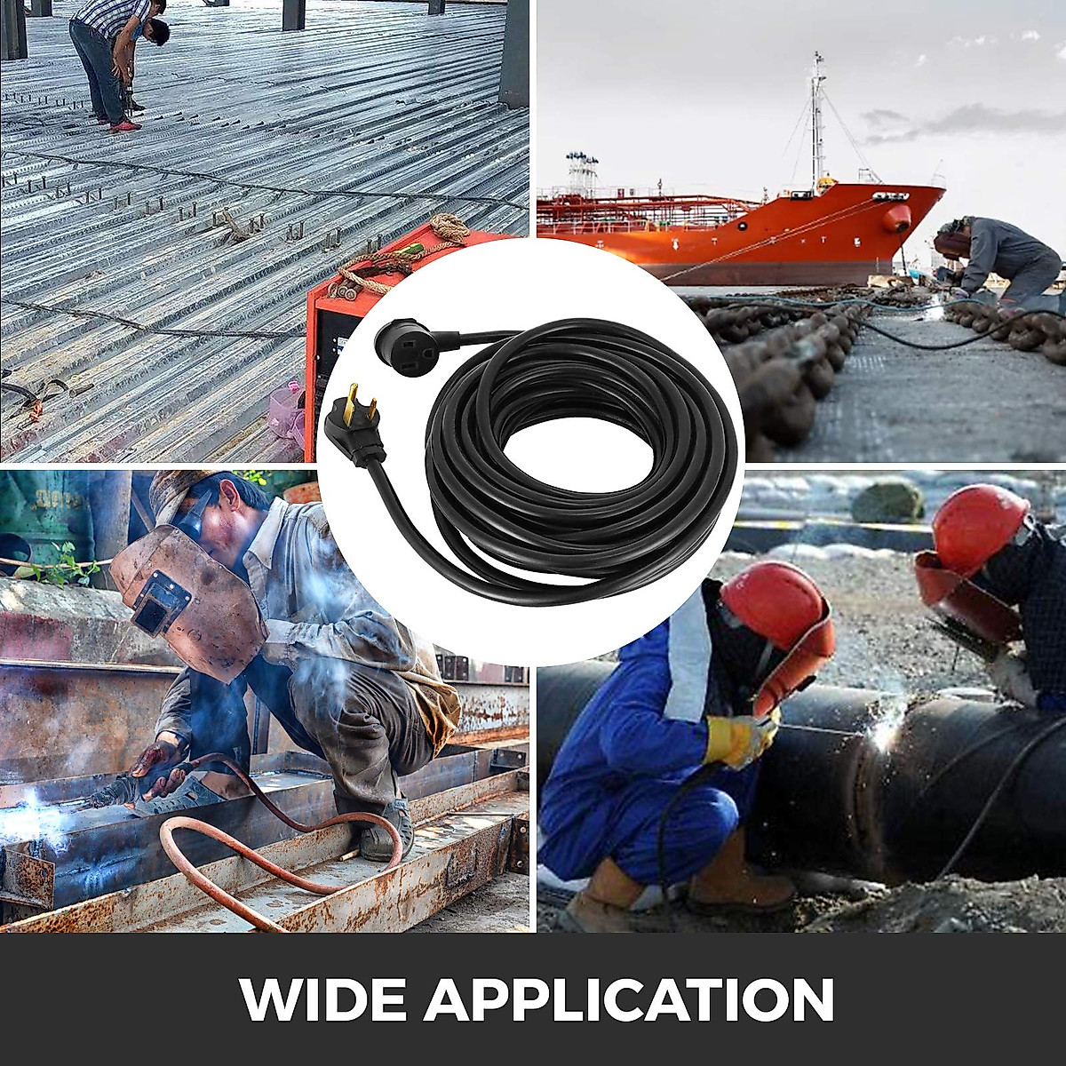 VEVOR Welder Extension Cord 40Amp 50ft 250V, Welding Power Cord with NEMA 6-50 Plug 8 Gauge 3 Prong for MIG, Lincoln, Plasma, Miller, TIG