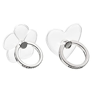 uxcell Transparent Phone Ring Holders, Diamond Clear Finger Grip Stand for Phone, Case, Tablet, Set of 2 Shapes(Leaves, Heart)