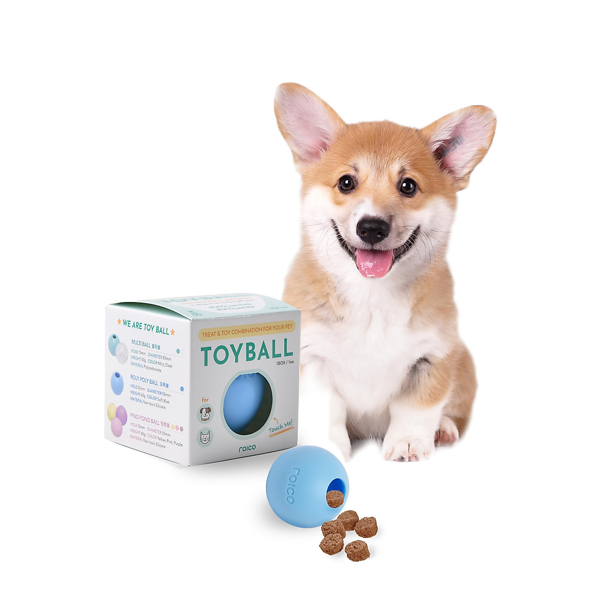 ROICO Pet Toy Ball - Interactive Toys for Cats and Small Dogs, Stocking Stuffers for Pet, Gifts for Dogs and Cats | Silicone Puzzle Toy Ball for Dogs, Slow Treat Feeding Ball for Cats