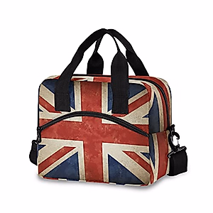 Insulated Lunch Bag for Women Men Vintage Uk England Flag Union Jack Lunch Box Reusable Lunch Cooler Bag Large Lunch Tote Bag for Work Picnic Travel School