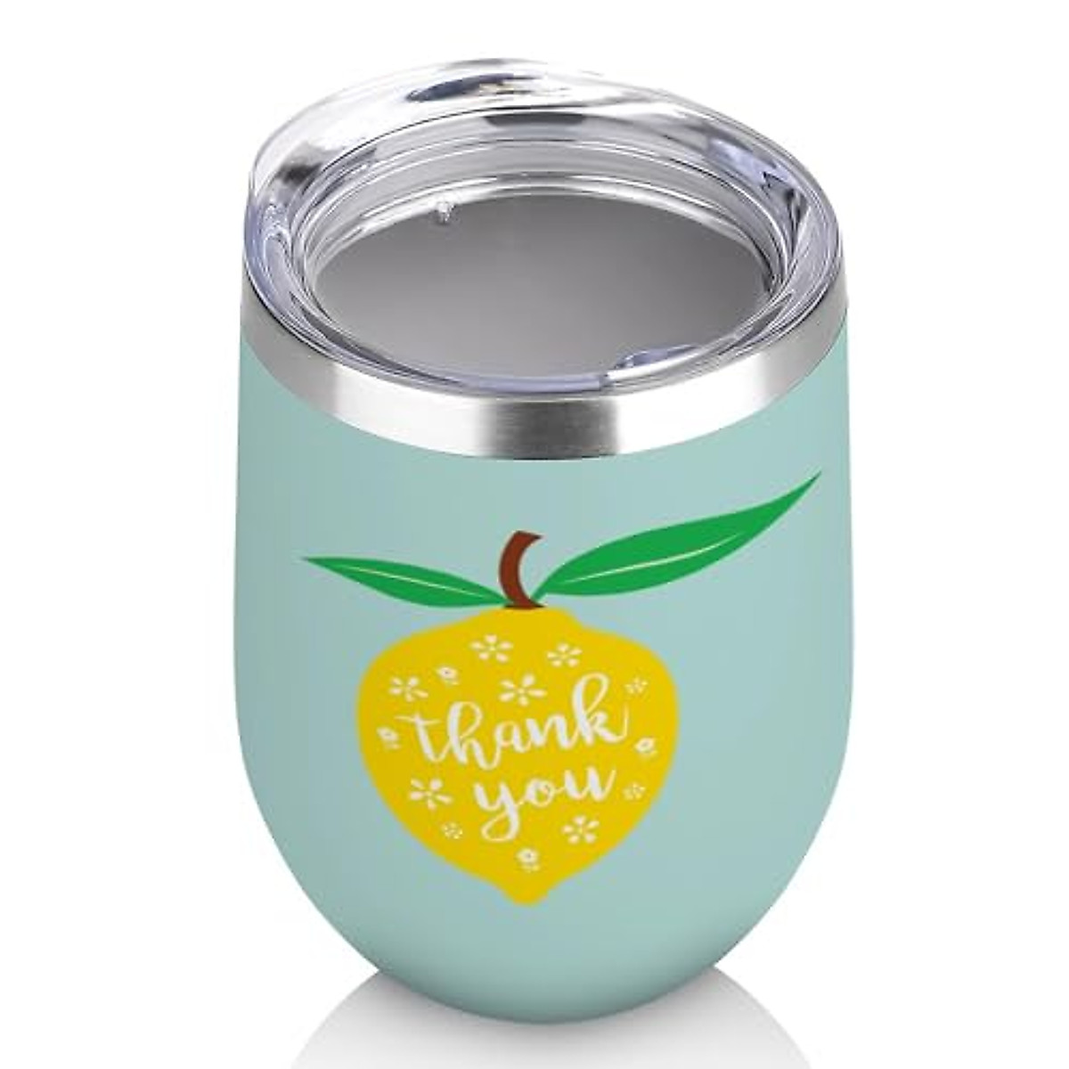 silichee 20 Oz Stainless Steel Wine Tumbler with Lid Thank You Card Lemon Insulated Tumblers Vacuum Coffee Mugs for Hot and Cold Drinks,Coffee,Wine