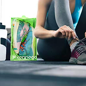 Xicennego Portable Basketball Shoe Bag with zipper - Sneaker Storage Bag - Shoe Box Bags - Foldable Waterproof Shoe Puches Organizer(Fluorescent green)