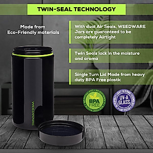 WEEDWARE Airtight 1oz Ultraviolet Glass 500ml Container Highest UV Protection Will Keep Your Spices Fresh For Months