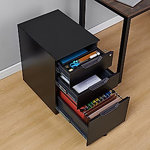 Amazon Basics 3 Drawer Mobile File Cabinet with Lock, Black