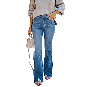 KUNMI Women's Flare Bell Bottom Jeans High Waisted Wide Leg Bootcut Jeans Stretchy Denim Pants