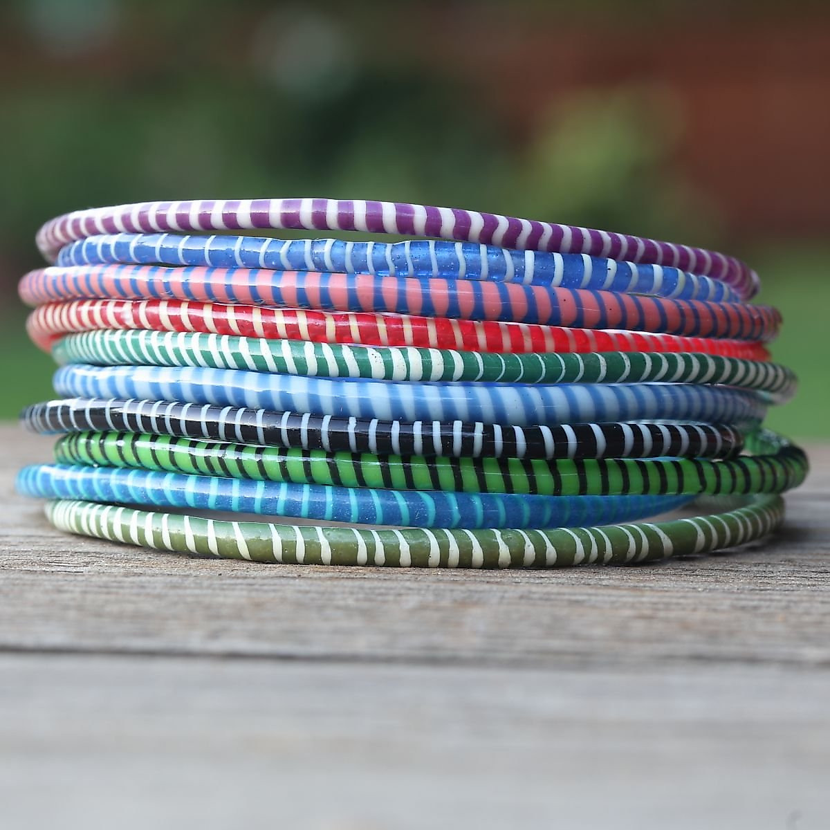 SayitBands.com 10 Recycled Flip Flop Bracelets Assorted Colors Hand Made in Mali, West Africa