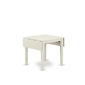 East West Furniture NDVA3-LWH-C Norden 3 Piece Kitchen Table & Chairs Set Contains a Rectangle Dining Room Table with Dropleaf and 2 Fabric Upholstered Chairs, 30x48 Inch, Linen White