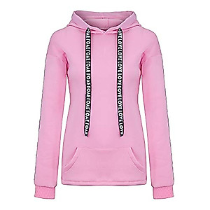 Long Sleeve Sweatshirt for Women THENLIAN Women Plus Size Long Sleeve Solid Sweatshirt Hooded Pullover Tops Shirt(Pink, XXXL)