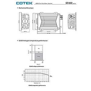 Cotek SE400 Pure Sine Wave Inverter 120VAC 24VDC 400W (SE400-124)