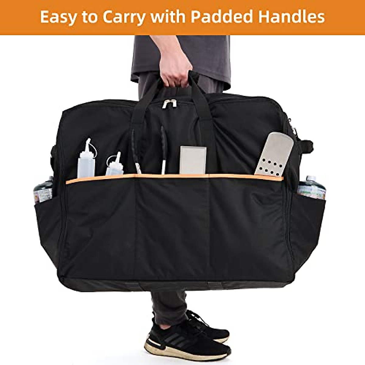 Grill Carry Bag for Blackstone 22 inch Griddle with Hood Lid and Stand, NOELIFE 600D Water-Resistant Outdoor BBQ Grilling Carry Bag Fit for Model 1891, Black (Bag Only)