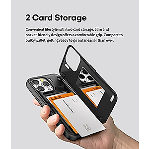 GOOSPERY Magnetic Door Bumper Compatible with iPhone 13 Pro Case, Card Holder Wallet Case, Easy Magnet Auto Closing Protective Dual Layer Sturdy Phone Back Cover - Black