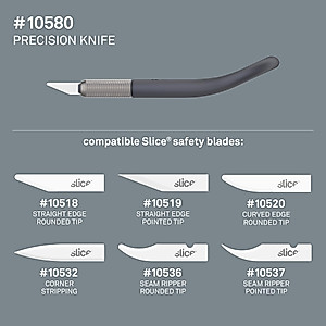 Slice 10580 Precision Knife, Unique Handle with Finger Grip, Precise Control, Detailed Cuts, Finger Friendly, Lasts 11x Long as Stainless Steel , Black