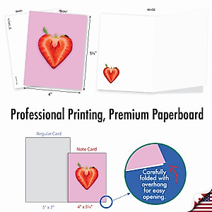 The Best Card Company - 20 Cute Boxed Cards (4 x 5.12 Inch) - Assorted Blank Set (10 Designs, 2 Each) - Fruit Hearts AM8992OCB-B2x10