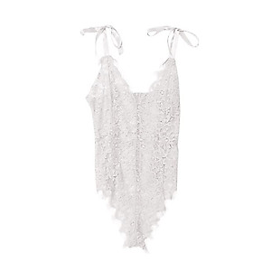 Women's Lingerie, Secy Lingerie Outfits Women's Sexy Lingerie Lengerie Women Pleated Lingerie European and American Large Suspender Skirt Lace Pajamas Black Sleepwear Lingerie Set (XXL, 2-White)