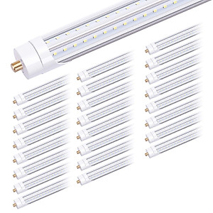 TRLIFE 65W 8FT LED Bulbs 6000K, T8 8FT V Shape LED Tube Light FA8 LED Light Bulbs with Clear Cover(150W Fluorescent Bulbs Replacement), Dual Row LED Chips, 7800Lm, Dual-Ended Power(25 Pack)