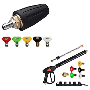 M MINGLE Turbo Nozzle for Pressure Washer, Pressure Washer Gun with Extension Wand, 10 Nozzle Tips