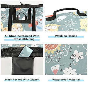 QwThum Laundry Bag Backpack,Travel Laundry Bags with Shoulder Straps Oxford Large Hanging Laundry Hamper Bag for College,Laundromat,Apartment Cute Cat