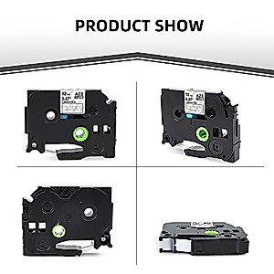 White on Clear TZe Compatile with Brother P Touch Label Tape TZe-135 TZe135 Tz Tape 12mm 0.47 Laminated Clear for PT-D210 D220 D200 H110 D400 Label Maker