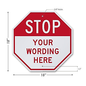 SmartSign Custom STOP Sign 18"x18" 3M Laminated EG Reflective 80 mil Aluminum, Personalized Metal Sign for Outdoor, Parking Lots, Gate, Garages, USA-Made