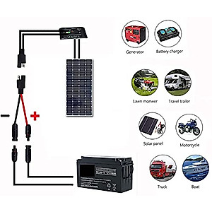 Solar Panel Connector Cable, Dafensoy 10AWG SAE to Male & Female Solar Panel Connector Adapter with SAE Polarity Reverse Adapter for RV Solar Panel DC Power Battery Charger 2Ft/60cm