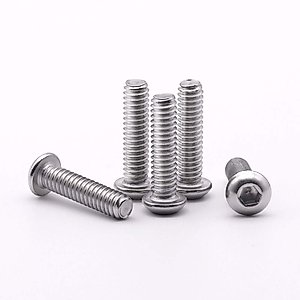RoyceMart 1/4-20 x 1-1/2" (25 Pack) Hex Socket Button Head Cap Screws Bolts, Allen Socket Drive, 304 Stainless Steel 18-8, Bright Finish, Full Machine UNC Threads