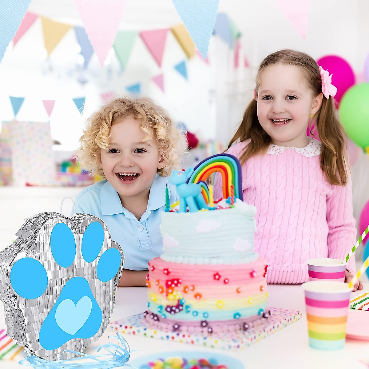 Dog Paw Piñata Small Dog Paw Piñata Themed Birthday Party Supplies Piñata Blue Puppy Paw Piñata It's Party Woof Dog Themed for Girls Boy Baby Shower