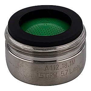 NEOPERL 5401605 Perlator 1.5 GPM 15/16 in. - 27 Regular Male Faucet Aerator, Brushed Nickel green/brushed nickel