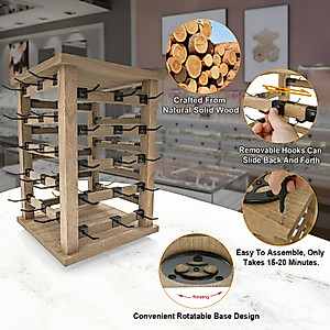 Fumingpal Wood Rotating Jewelry Storage Display, Rotating Jewelry Stand Earring Keychain Display Stand, Jewelry Display Stand for Vendors, Earring Display for Selling, Store, Showcase and Home