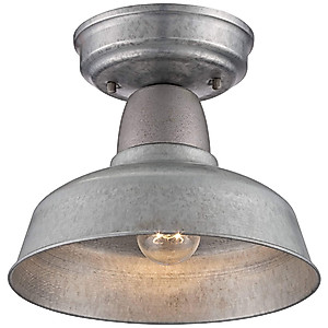 John Timberland Urban Barn Industrial Farmhouse Outdoor Ceiling Light Fixtures Set of 2 Galvanized Finish 8 3/4" for Exterior House Porch Patio Outside Deck Garage Front Door Garden Home Roof Gazebo