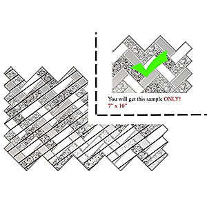 Sample for Display Purpose only. Retro-Art 3D Wall Panels, Mosaic Silver Roses in Silver White Grey, PVC, 7" x 10", 237SR