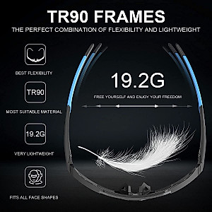 X-TIGER Polarized Sports Sunglasses with 5 Interchangeable Lenses,Mens Womens Cycling Bike Glasses,Baseball Running Fishing Golf Driving Sunglasses