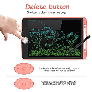 LCD Writing Tablet 12 Inch Toddler Doodle Board, Colorful Drawing Tablet, Erasable Electronic Painting Pads, Educational and Learning Kids Toy for 2 3 4 5 6 Year Old Boys and Girls Gifts(Pink)