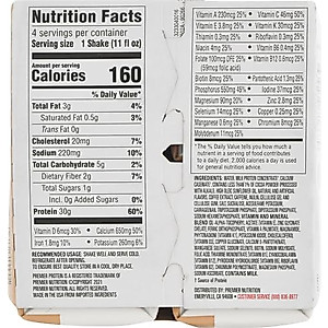 Premier Protein Shake, Café Latte, 30g Protein, 1g Sugar, 24 Vitamins & Minerals, Nutrients to Support Immune Health, 11 Fl Oz, 4 Count