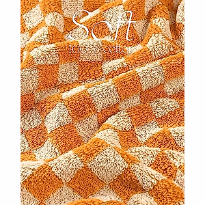 Jacquotha Checkered Hand Towels 4 Pack - Cotton Hand Towels for Kitchen Bathroom 29” x 13”, Orange