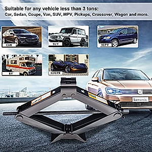 AUTOINS Scissor Jack Set- 3 Ton (6614 lbs) Car Jack Kit Auto - Smart Mechanism with Hand Crank/Wrench/Lug Wrench Thickened Base for Car SUV MPV