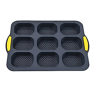Mini Baguette Pan Silicone Bread Pan 8 Grid Silicone Baguette Baking Tray Non Stick Perforated Pan Cake Baking Mould French Bread Molds Kitchen Baking Tools (b)