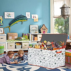 VERONLY Extra Large Toy Box Chest for Kids,Collapsible  Dinosaur Toy Organizers and Storage,Sturdy Magnetic Toy Storage Bins Containers for Boys,Girls,Nursery,Playroom(106L MDF Dinosaur)
