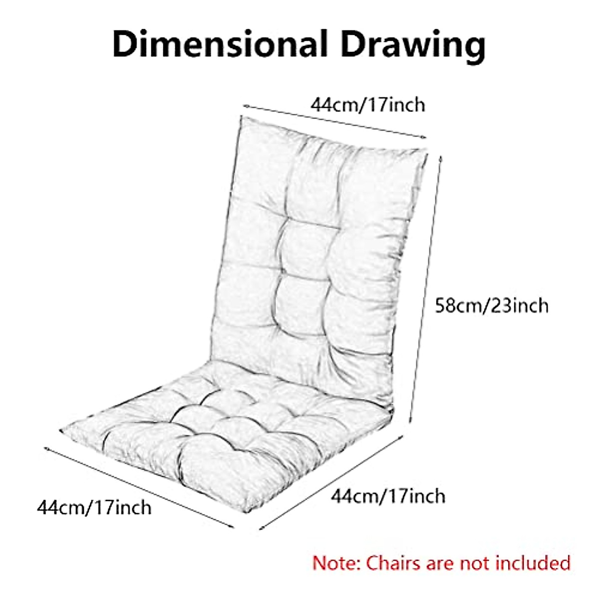 Non-Slip Rocking Cushions for Living Room,Nursery,or Home Office, Tufted and Non-Slip Pads,Seat 17" X 17" and Seatback 23" X 17",2 Piece (Brown)