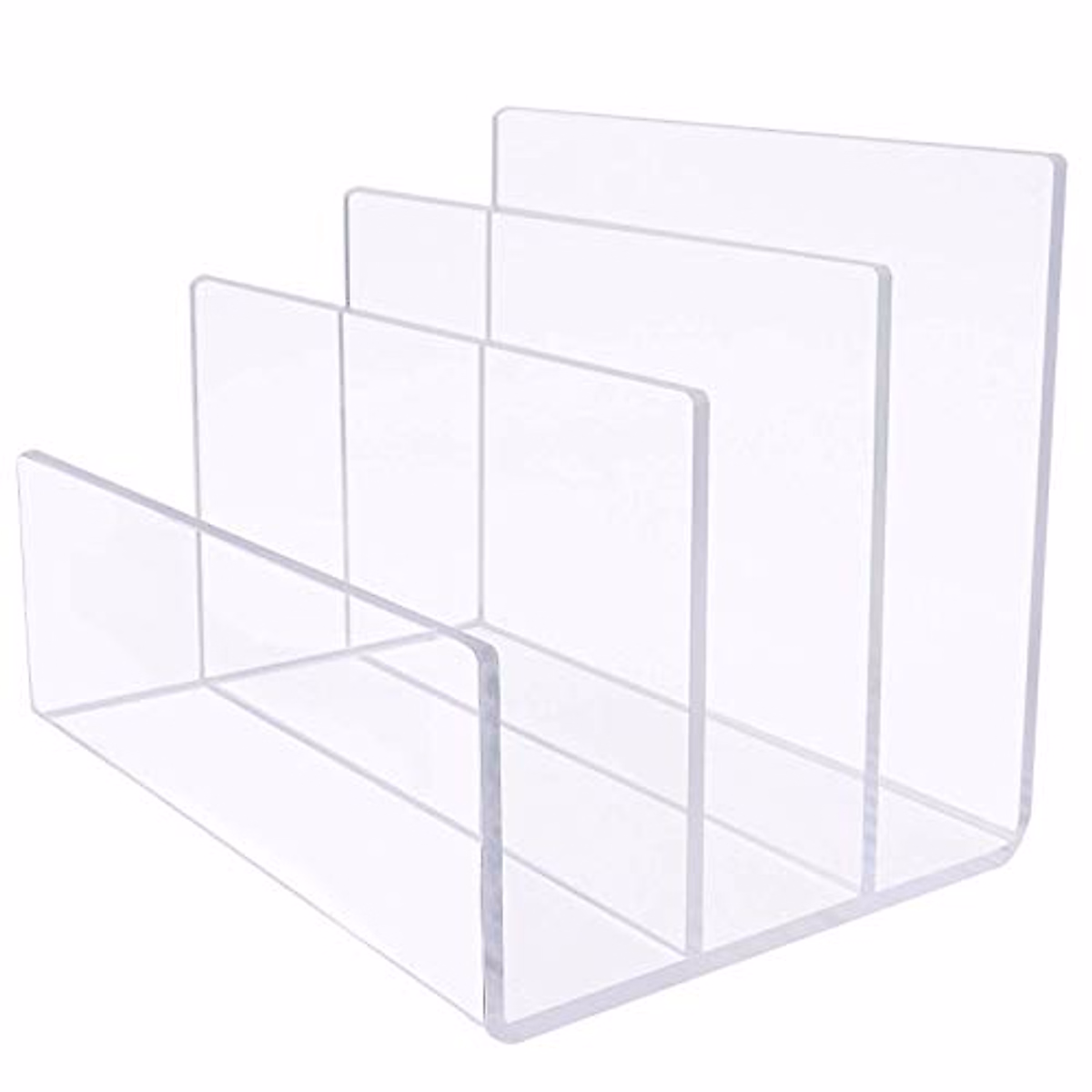 Clear Acrylic File Sorter, Desk File Folder Holder,File Folder Rack for Document Paper Letter Book Envelope Laptop Organizer, Clear Acrylic Office File Organizer on Office Desktop