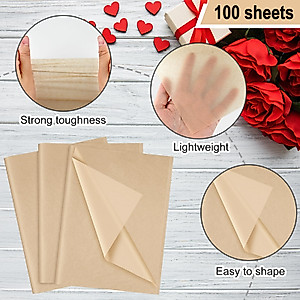 NEBURORA 100 Sheets Kraft Tissue Paper for Gift Bag 20x14 Inches Wrapping Tissue Paper Bulk Brown Decorative Art Paper for DIY Crafts Birthday Weddings Holiday Christmas Party Decor
