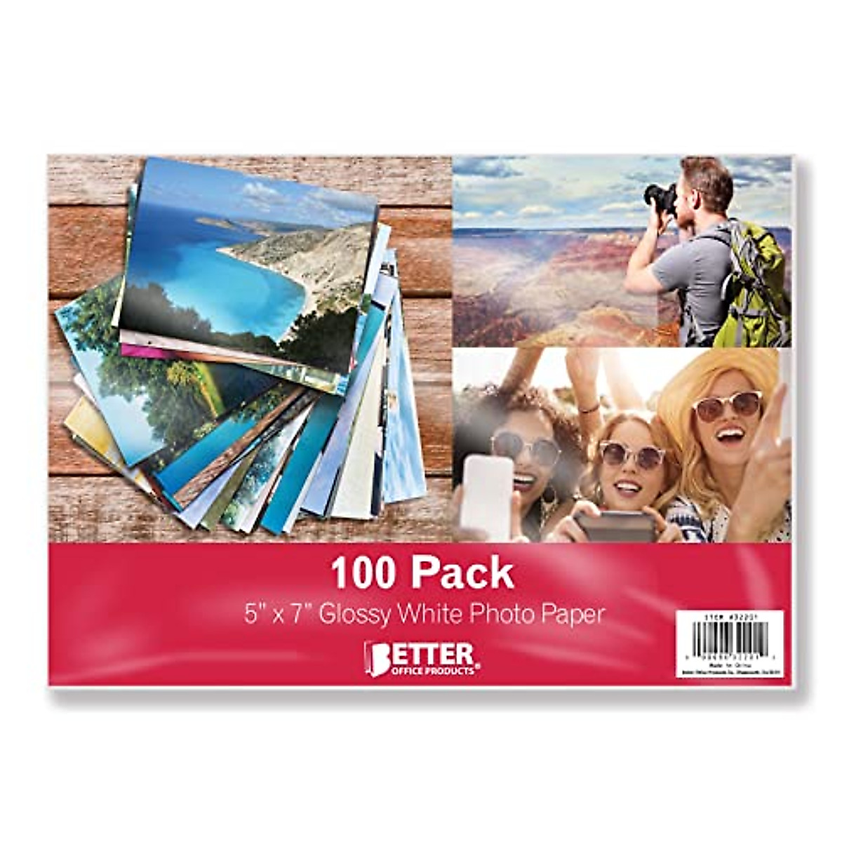 Premium Glossy Photo Paper, 5 x 7 inch, 100 Sheets, 200gsm, by Better Office Products, 5 x 7, 100-Count Pack