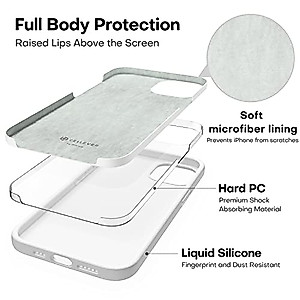 CellEver Ultra Durable Silicone Case for iPhone 13, Military Grade Protection [3 Layers & Double Coated] [Slim Fit] Shockproof Cover with Soft Microfiber Interior (6.1 inch, White)