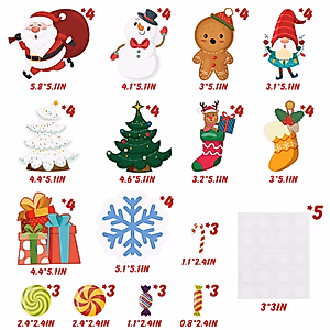 Winnwing 55Pcs Christmas Cutouts Bulletin Board Decorations Set Colorful Xmas Tree Santa Claus Stockings Candies Paper Cut-Outs with Glue Point Dots Seasonal Holiday Home School Classroom Wall Décor