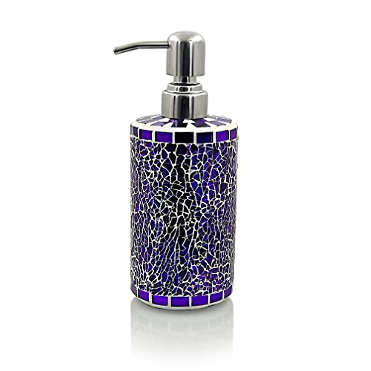 LushAccents Bathroom Accessories Set, 5-Piece Decorative Glass Bathroom Accessories Set, Soap Dispenser, Soap Tray, Vanity Tray, Jar, Toothbrush Holder, Elegant Lavender Mosaic Glass
