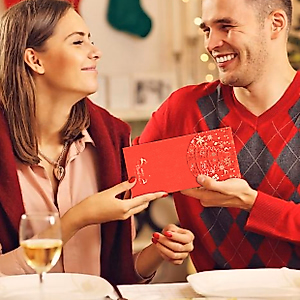 Christmas Money Cards, 10 Pack cash envelopes, Christmas Money Holders for Cash, Checks, or Gift Cards, For Christmas Day/Birthday/Holiday/Party/Spring Festival etc（Red Color7 × 3.4 inch）