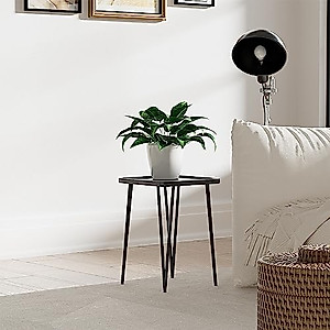 Palama Square Side Table for Living Room, Small Square Table with Metal Frame, Modern Home Décor Small Accent Table, Easy Assembly Black Bedside Table, Small Table