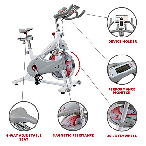 Sunny Health & Fitness Magnetic Belt Drive Premium Indoor Cycling Bike - SF-B1876